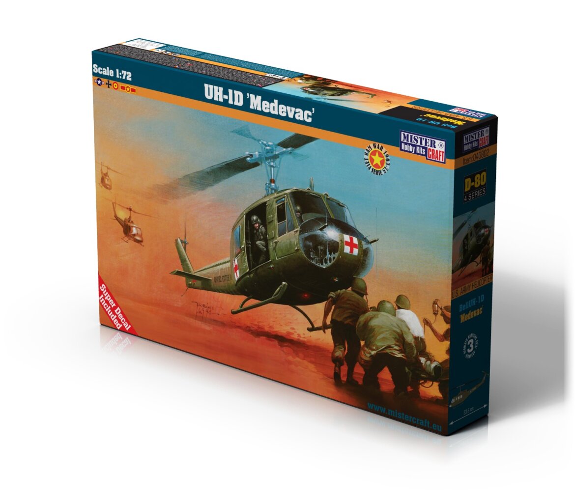 1:72 Mister Hobby Kits UH-1D Medivac Helicopter Model Kit - Kent Models