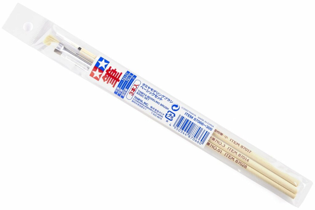 Tamiya Modelling Brushes - 3 Pack Basic Set - Kent Models
